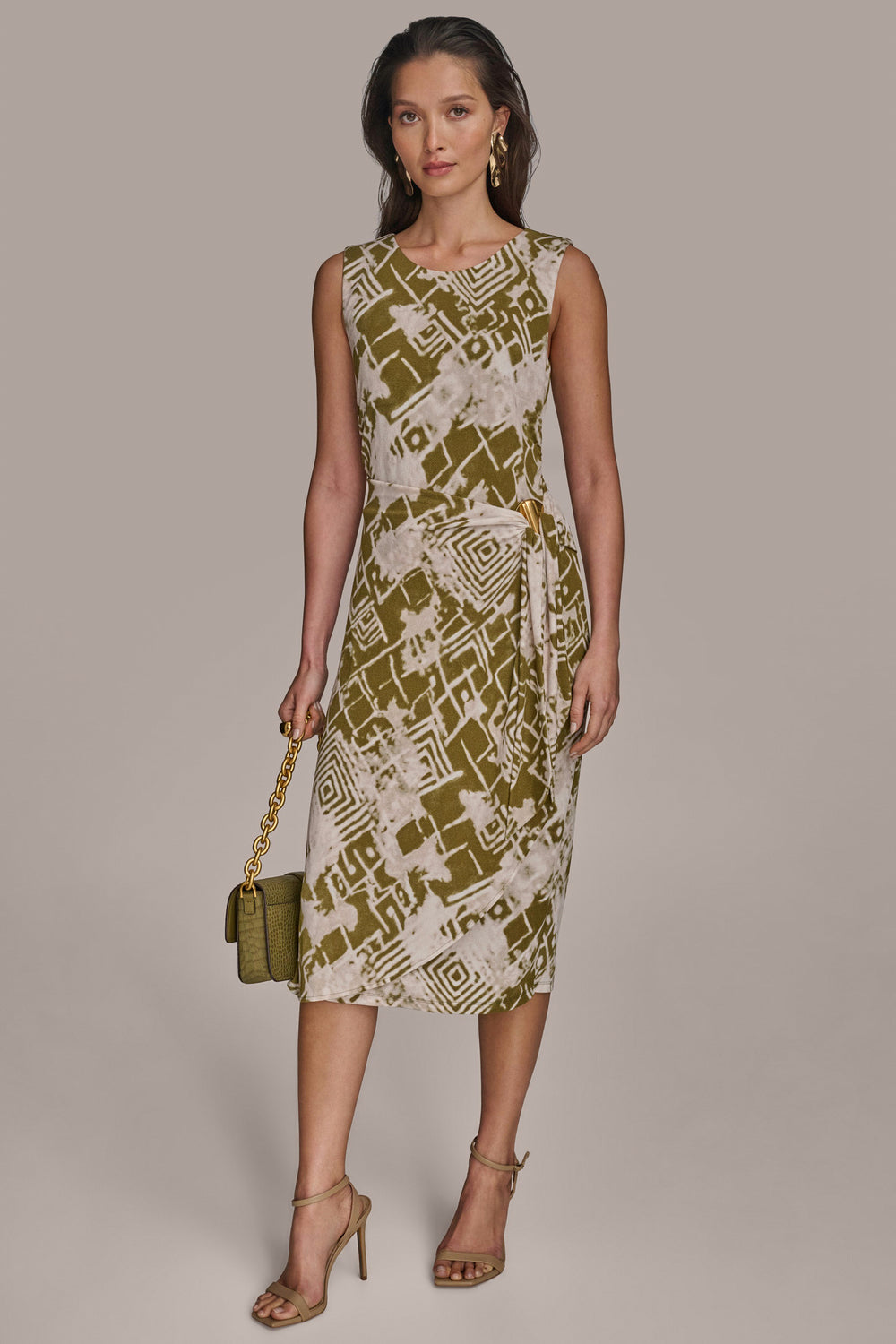 Printed Wrap Midi Sheath Dress | Donna Karan