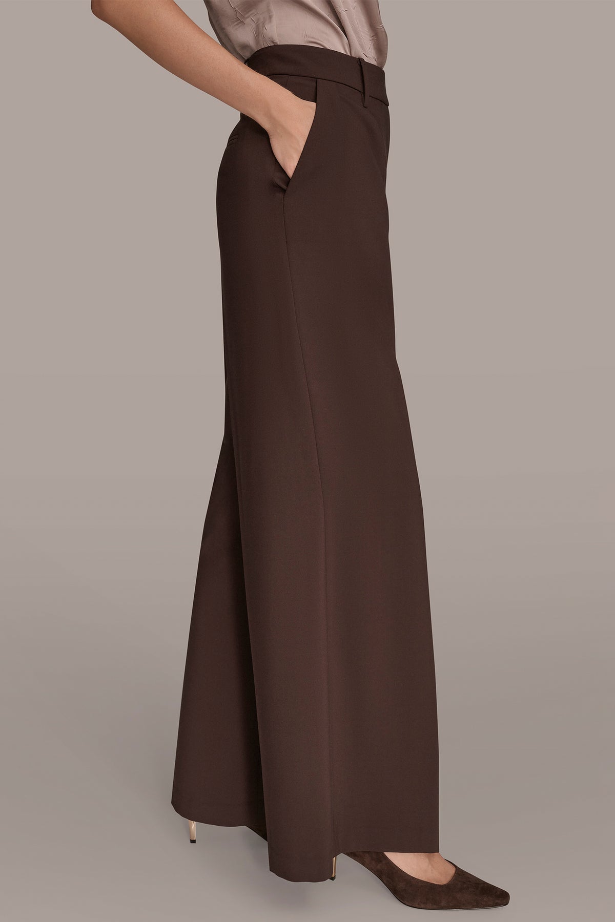 Extra High Rise Tab Waist Wide Leg Pant | Wide Leg | Donna Karan