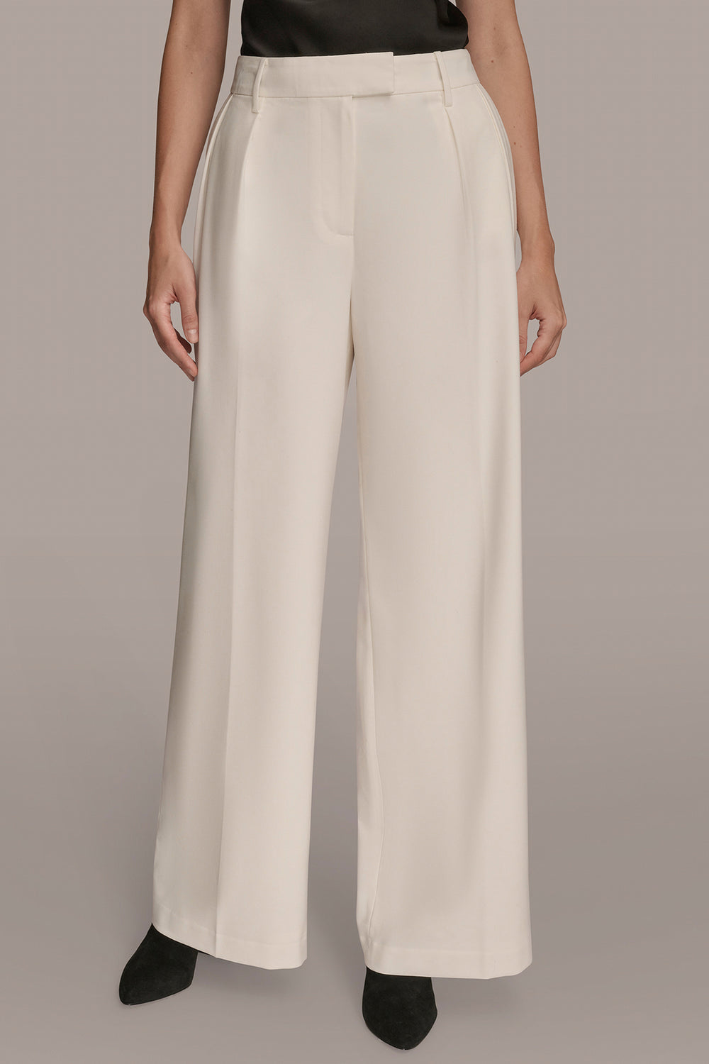 Extra High Rise Tab Waist Wide Leg Pant | Wide Leg | Donna Karan