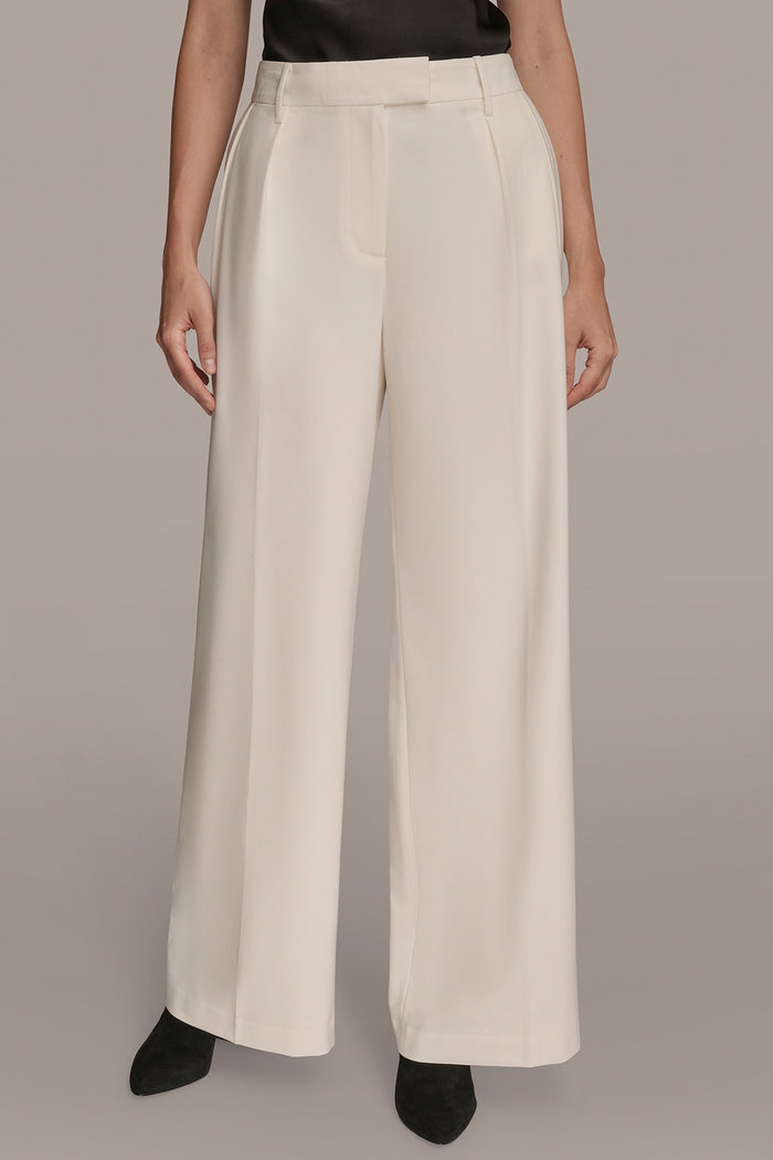 Extra High Rise Tab Waist Wide Leg Pant | Wide Leg | Donna Karan