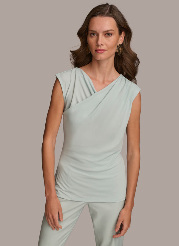 Asymmetrical Drape Shoulder Top | Donna Karan