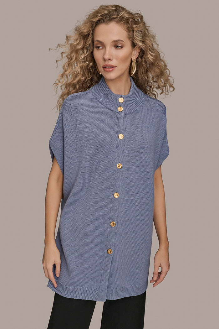 Button Front Sweater Capelet | Pullover | Donna Karan
