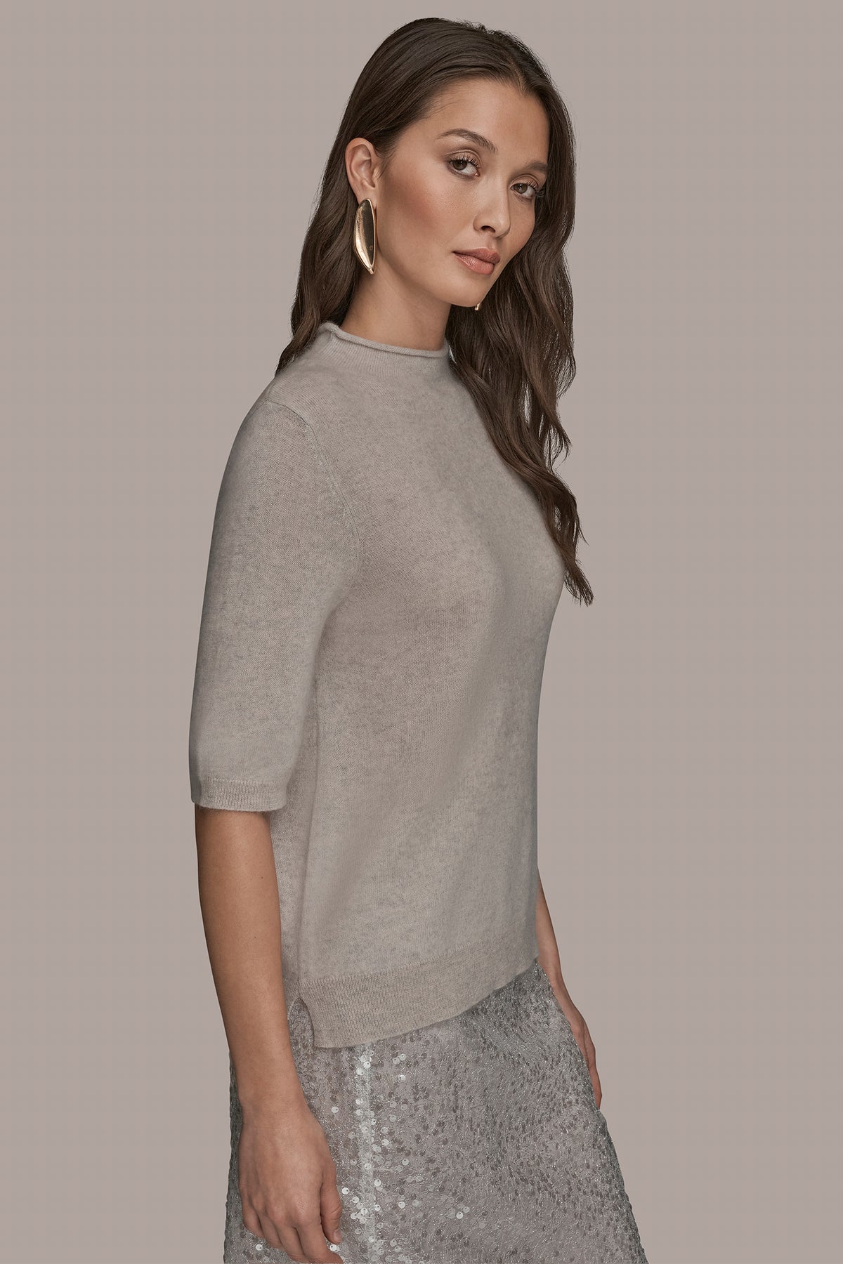 Wool And Cashmere Blend Mock Neck Sweater | Pullover | Donna Karan