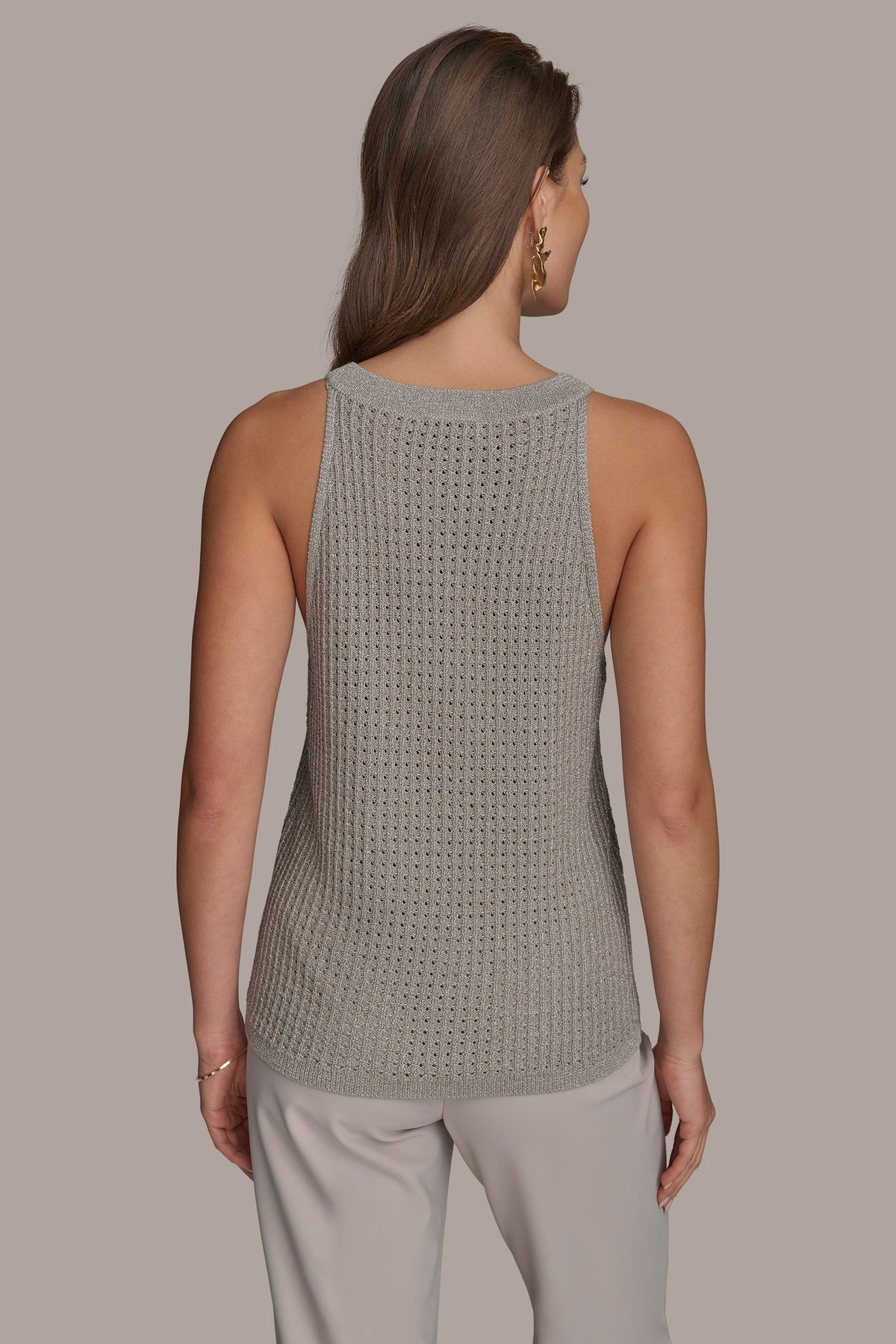 V Neck Open Weave Top | Cami | Donna Karan
