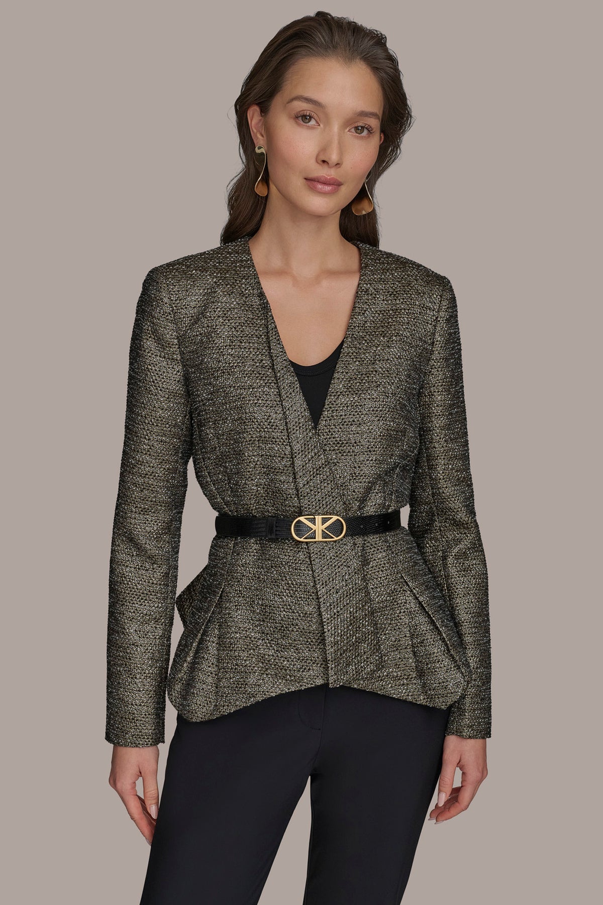 Metallic Wrap Jacket | Wrap Jacket | Donna Karan