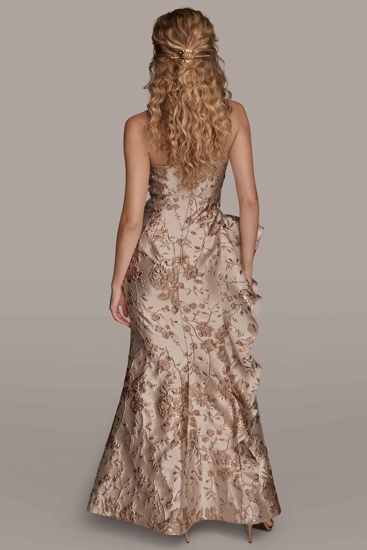 Floral Jacquard Ruffle Cascading Gown | Gown | Donna Karan