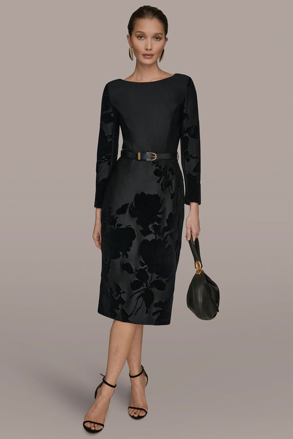 3/4 Sleeve Boatneck Midi Sheath Dress | Sheath Dress | Donna Karan
