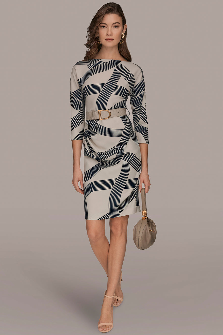 Printed 3/4 Sleeve Sheath Dress | Bodycon | Donna Karan
