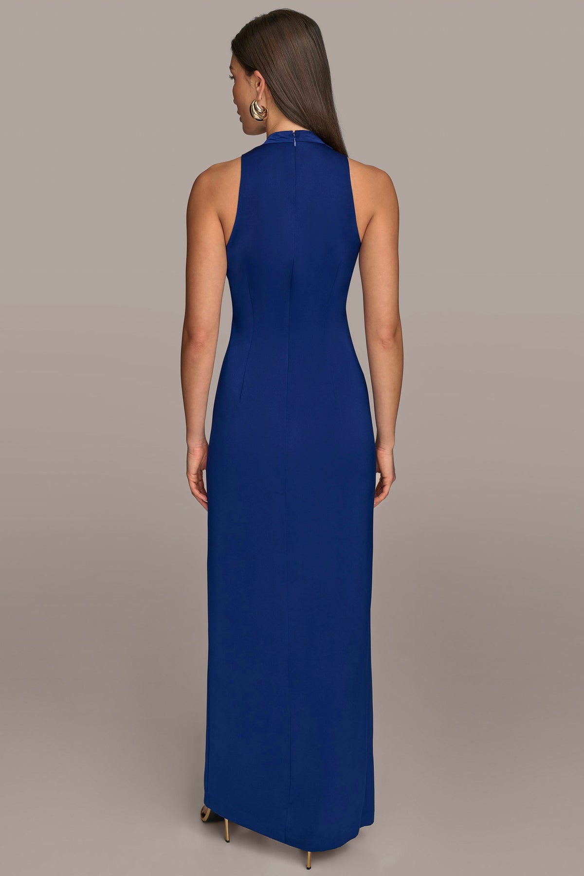Sleeveless V Neck Twist Split Front Gown | Gown | Donna Karan