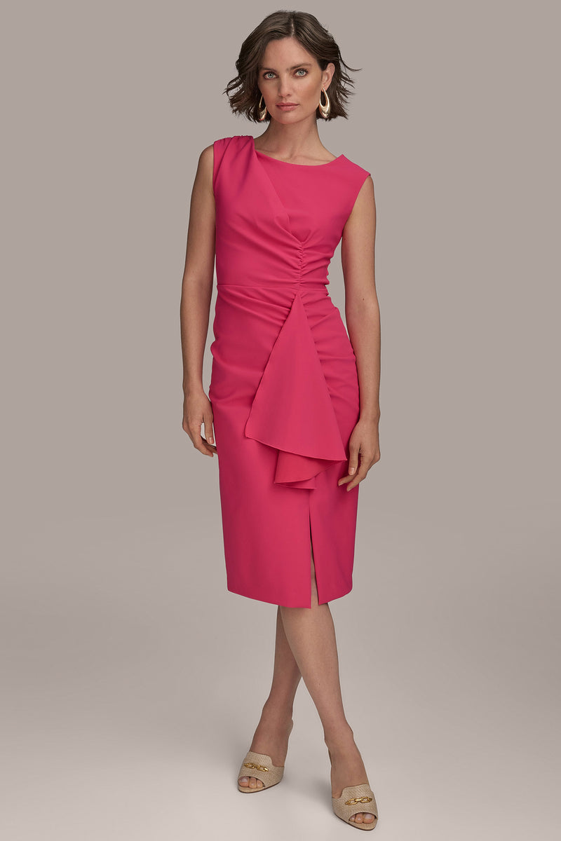 Sleeveless Side Ruffle Dress | Sheath Dress | Donna Karan
